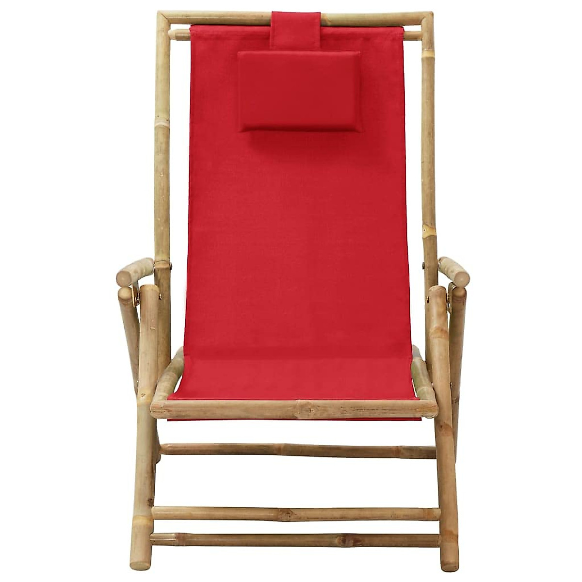 Reclining Relaxing Chair Red Bamboo and Fabric Make Your Patio Shine Essential Outdoor Seating Solution