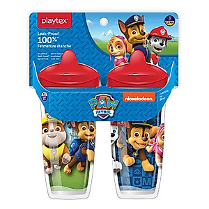 Playtex Sipsters Stage 3 Paw Patrol Spill-Proof, Leak-Proof, Break-Proof Spout Cup for Boys, 9 Ounce - Pack of 2, Red