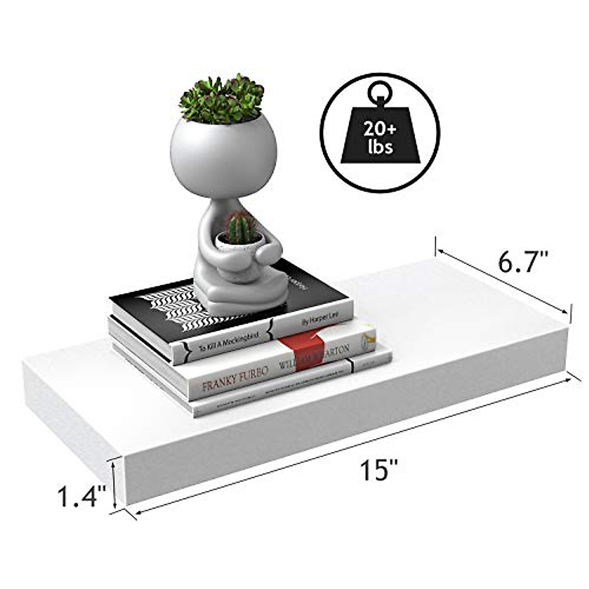 AMADA HOMEFURNISHING Floating Shelves, Invisible Wall Mounted 3 Sets, Modern Faux Wood White Wall Shelves with Matte Finish, Perfect for Bedroom, Bathroom, Living Room and Kitchen Storage