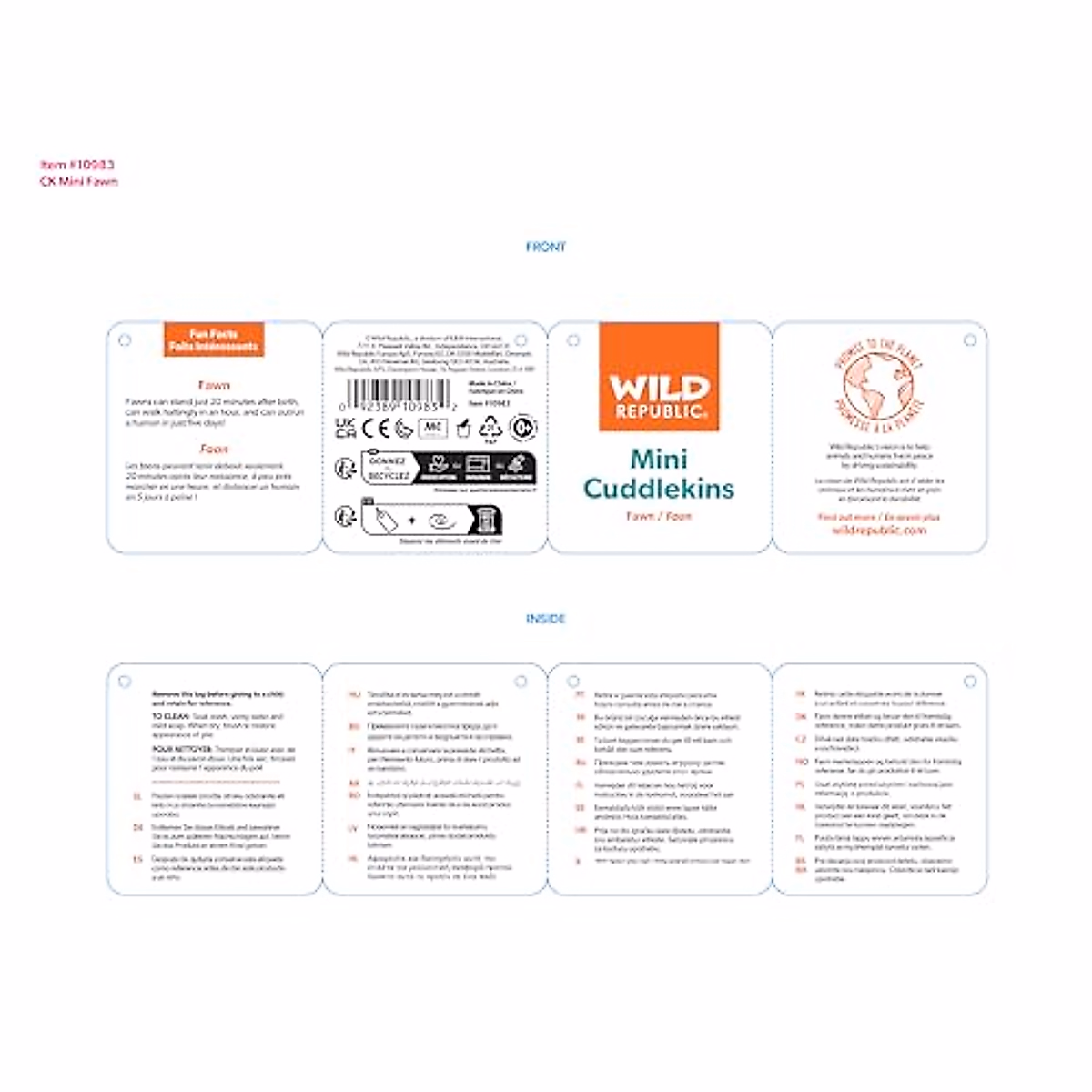 Wild Republic Fawn Plush, Stuffed Animal, Plush Toy, Gifts for Kids, Cuddlekins 8 Inches