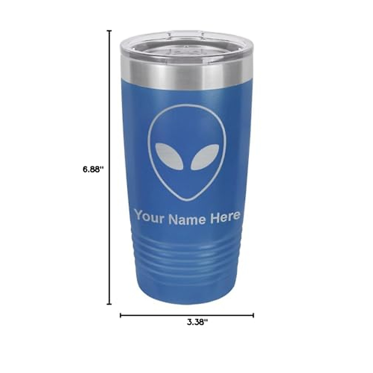 LaserGram 20oz Vacuum Insulated Tumbler Mug, Alien Head, Personalized Engraving Included (Dark Blue)