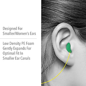 Howard Leight by Honeywell Maximum Lite Low Pressure Corded Disposable Foam Earplugs, Box of 100 Pairs (LPF-30) ,Green