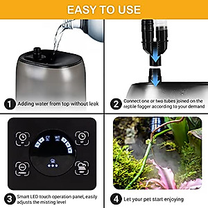 OIIBO Reptile Fogger, 4L Timing Reptile Humidifiers, Smart Fogger for Terrarium Adjustable Reptile Humidifier Fogger for Reptiles Snake Beared Drangon