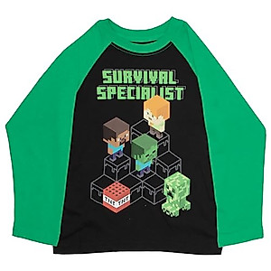 Minecraft Boys Video Game Character Graphics Long Short Sleeve Tees, Black, 4
