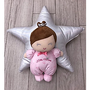 Plush Baby Doll with Rattle, Princess Sarah (Pink, 10 inch)