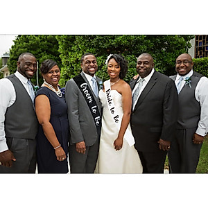 MUMUNN 2 PCS Bride to Be and Groom to Be Sash, Black & White Bachelorette Sashes for Bridal Shower Bachelorette Party Engagement Gifts