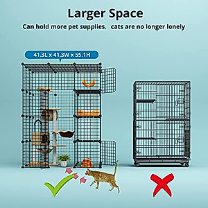 Eiiel Large Cat Cage Enclosures with Balcony Indoor DIY Cat Playpen Detachable Metal Wire Kennels Crate 2x3x3 Large Exercise Place Ideal for 1-3 Cat