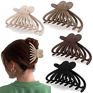 Canitor 4.9" Extra Large Hair Clips Claw Clips for Thick Hair 4Pcs Big Claw Clips Hair Clips for Women Girls Neutral Color Matte Jumbo Hair Claw Clips Non-slip Jaw Clips Mother's Day Gifts