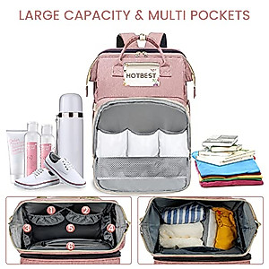 HOTBEST Diaper Bag Backpack, Diaper Bags, Multifunction Waterproof Travel Essentials Diaper Bag with USB port, Newborn Registry Shower Gifts, Unisex and Stylish(Pink)
