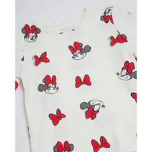 Disney Baby Girls' Jogger Set - 3 Piece Bodysuit, Long Sleeve Shirt Fleece Pant Set: Minnie Mouse, Winnie the Pooh (0-4T), Size 3T, Minnie Red/Charcoal