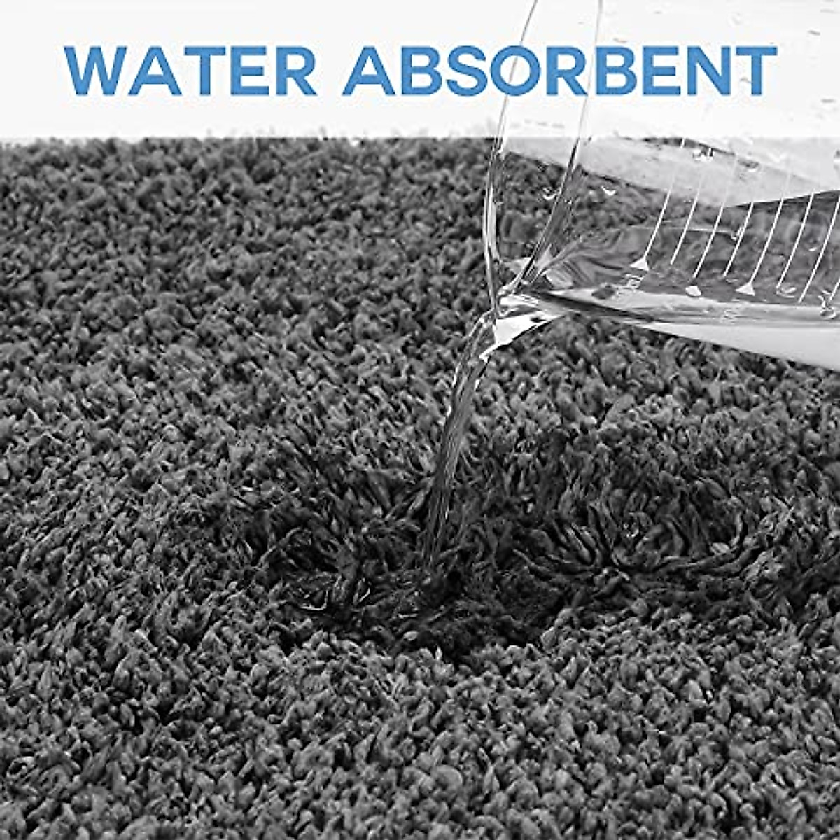 EGYPHY Bathroom Rugs Shaggy Bath Mat, Soft and Absorbent Carpet, Non-Slip Mats Can be Used for Shower, Bathtub, Kitchen, Machine Washable Rug Pad, Plush Microfiber Bath Rugs 17x24 Inches Gray