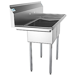 KoolMore - SB121610-12B3 2 Compartment Stainless Steel NSF Commercial Kitchen Prep & Utility Sink with 2 Drainboards - Bowl Size 12" x 16" x 10"