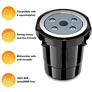 Reusable K Cups for Keurig with Adapter | Refillable K cups for Keurig K Supreme & Keurig K Supreme Plus Coffee Makers (2Pack Reusable Coffee Pods + 1 Pack Adapter )