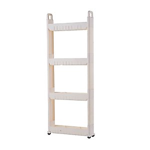 Storage Rack 10cm Wide Kitchen Cart, Rolling Household Storage Cart, Mobile Shelving Unit Organizer, Gap Storage Slim Slide Out Pantry Storage Rack for Narrow Spaces (Color : Ivory, Size : 4