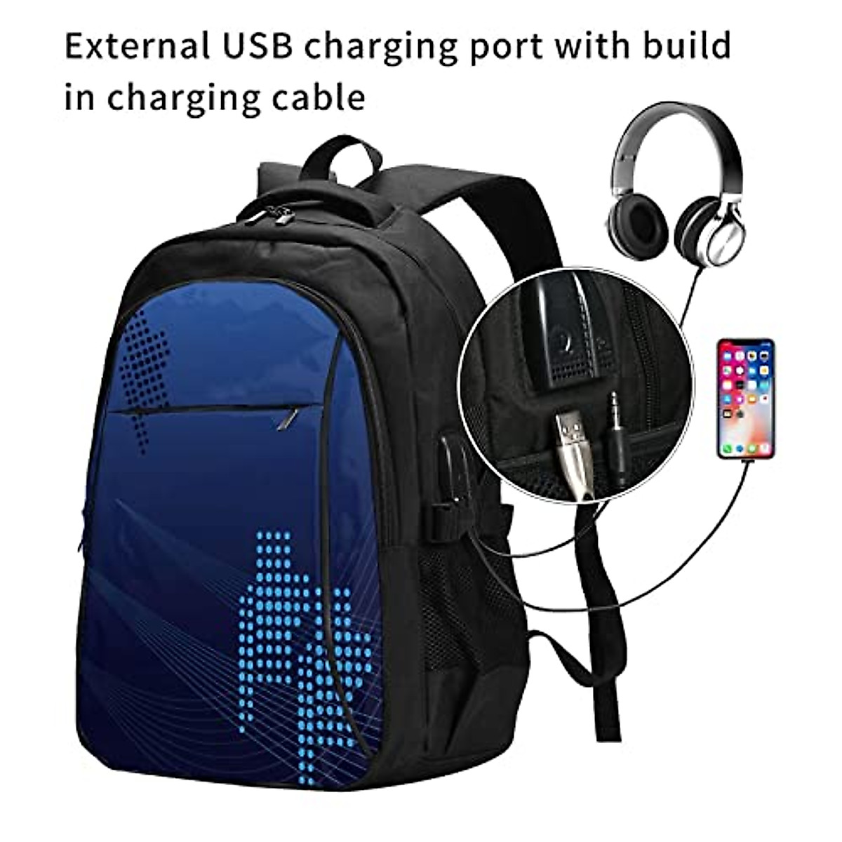 School Backpack Large Capacity Leisure Travel Backpack With The USB Charging Port(Rhythm)