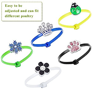 60 Colorful Chicken Poultry Leg Bands Adjustable Chicken Identification Bands Plastic Cable Tie with 30 Poultry Charms Accessories for Bird Chicken Duck Parrot Geese Turkey