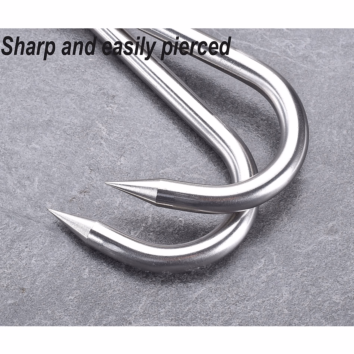 HONSHEN 12mm Heavy Duty Meat Hooks,10 inch Stainless Steel S-Hooks Meat Processing Butcher Hook, Pack of 4