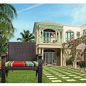 LFNOONE Outdoor Patio Chair Cushions 17"x17" Water-Resistant Garden Chair Cushions,Colorful High Density Sponge Filling Glider Lawn Seats mat,Set of 4,with 4 Rope Fixed Straps