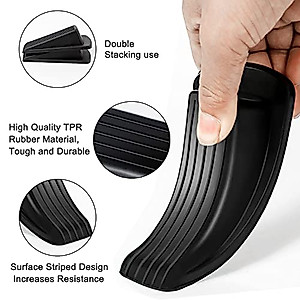 Door Stoppers 4 Pack Premium Rubber Door Stoppers Wedge Sturdy Stackable Door Stops for Carpet Heavy Duty Door Stoppers for Bottom of Door on Tile （Black）