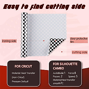 HTVSTD Check Flag HTV Vinyl Roll - 12inches*8ft Checkerboard Heat Transfer Vinyl Racing Flag Patterned HTV Vinyl for Fabric Checker Iron on Vinyl Compatible with Cricut and Sillhoutte