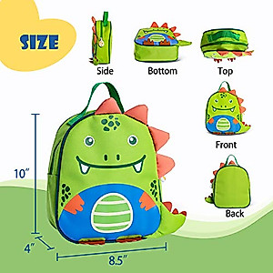 CLOVERCAT Dinosaur Lunch Box for Boys - Cute Insulated Reusable Toddler Lunch Box with Container Cooler - Toddler Lunch Bag Tote Perfect for School, Picnic, Travel, & Outdoors