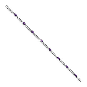 FB Jewels 14k White Gold Diamond Amethyst Bracelet