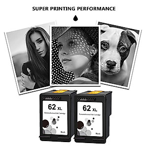LEBOK for HP-62XL Fine Cartridge Remanufactured for HP 62 XL Ink Cartridges 2 Black for HP Envy 5540 5640 5660 7640 8000 OfficeJet 5740 8040 8045 OfficeJet 200 250 258 Mobile Printer