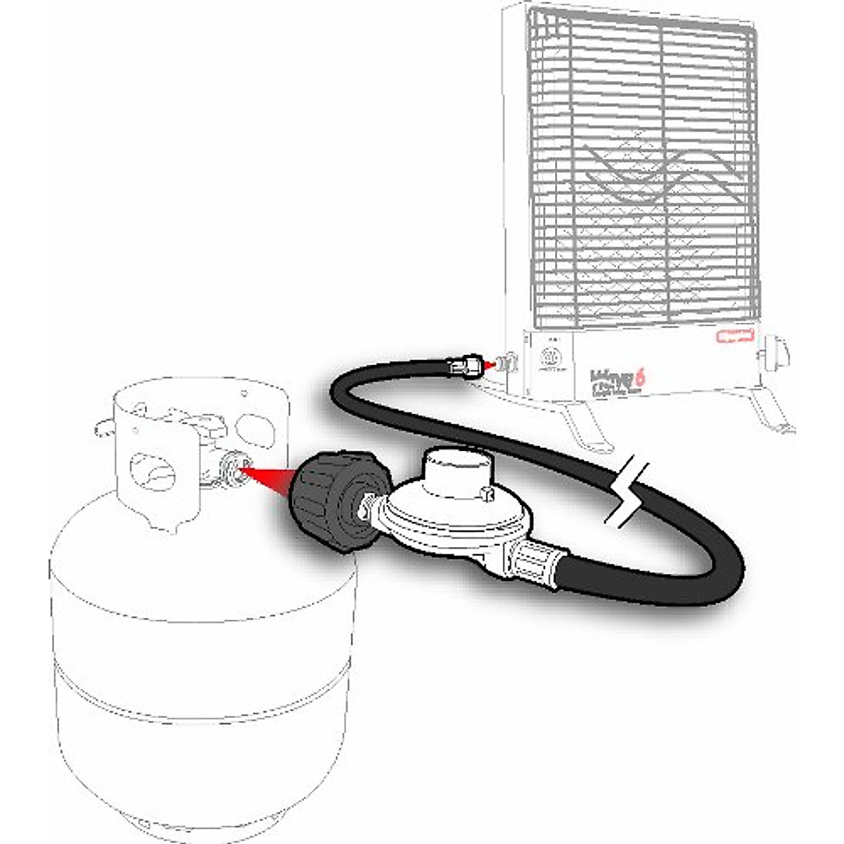 Camco Low Pressure Gas Regulator with 12' Hose 70,000 BTUs/Hr Simple and Quick Install - Use with Low Pressure Gas Fired Heaters (57721)