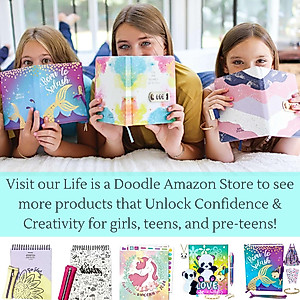 Life is a Doodle Diary with Lock For Girls- Girls Journal Gift Set Includes: Leather Notebook Journal with Lock, Travel Pencil Case, Love Cuff, Writing Pen - Trendy Journal For Teen Girls & Kids