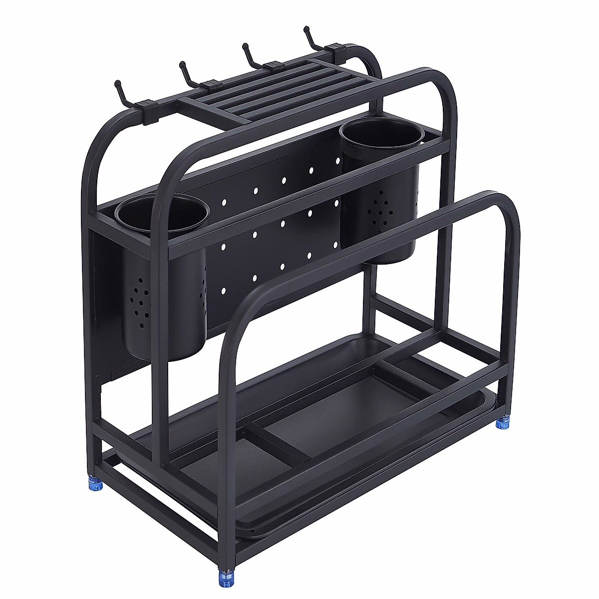 Allvin Knife Holder and Cutting Board Holder,Stainless Steel Material,This Kitchen Utensil Organizer is Perfect for Storing Your Knives, Cutting Boards, Chopsticks, Spoons, and Forks Etc (Black)