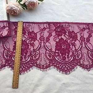 6 Yards 10 Inch Wide Flower Eyelashes Lace Fabric-Thin Lace Fabric-Embroidered Lace Fabric by the Yard-Lace Fabric for Dresses-Eyelash Lace Trim for Sewing Craft Decoration Wedding Curtain Table Cloth