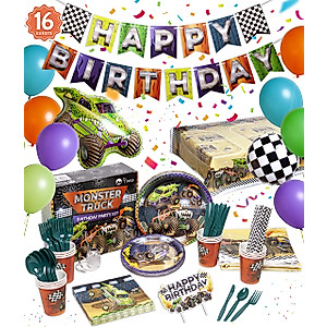 Pirese Monster Truck Birthday Party Supplies, Monster Truck Party Supplies, Monster Truck Birthday | Monster Truck Birthday Decorations | Monster Truck Party Decorations | Monster Truck Party