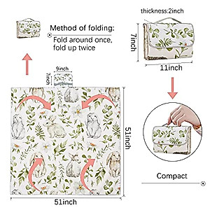 51“Baby Splat Mat for Under high Chair, N0N-Slip Splash Mat,Baby Washable Spill mat,Waterproof Washable Cloth for Arts/Crafts,Playtime Mats for Kids,Floors or Tables.Reusable Fabric (51”×51”)/Rabbit