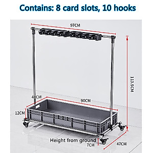 WXZX Floor-Standing Broom And Mop Rack Can Be Moved,Adjustable Height, Rack, Tool Cleaning Cart, Stainless Steel Storage Durable Storage,for Garages, Hotels, Schools, Restaurants, Etc, 8slots