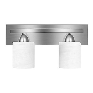 Bathroom Vanity Light Fixture, 2-Light Modern Bathroom Lights with Glass Shade, Brushed Nickel Bath Lighting Fixtures Over Mirror, Hollywood Style Interior Wall Sconce for Makeup Dressing Table