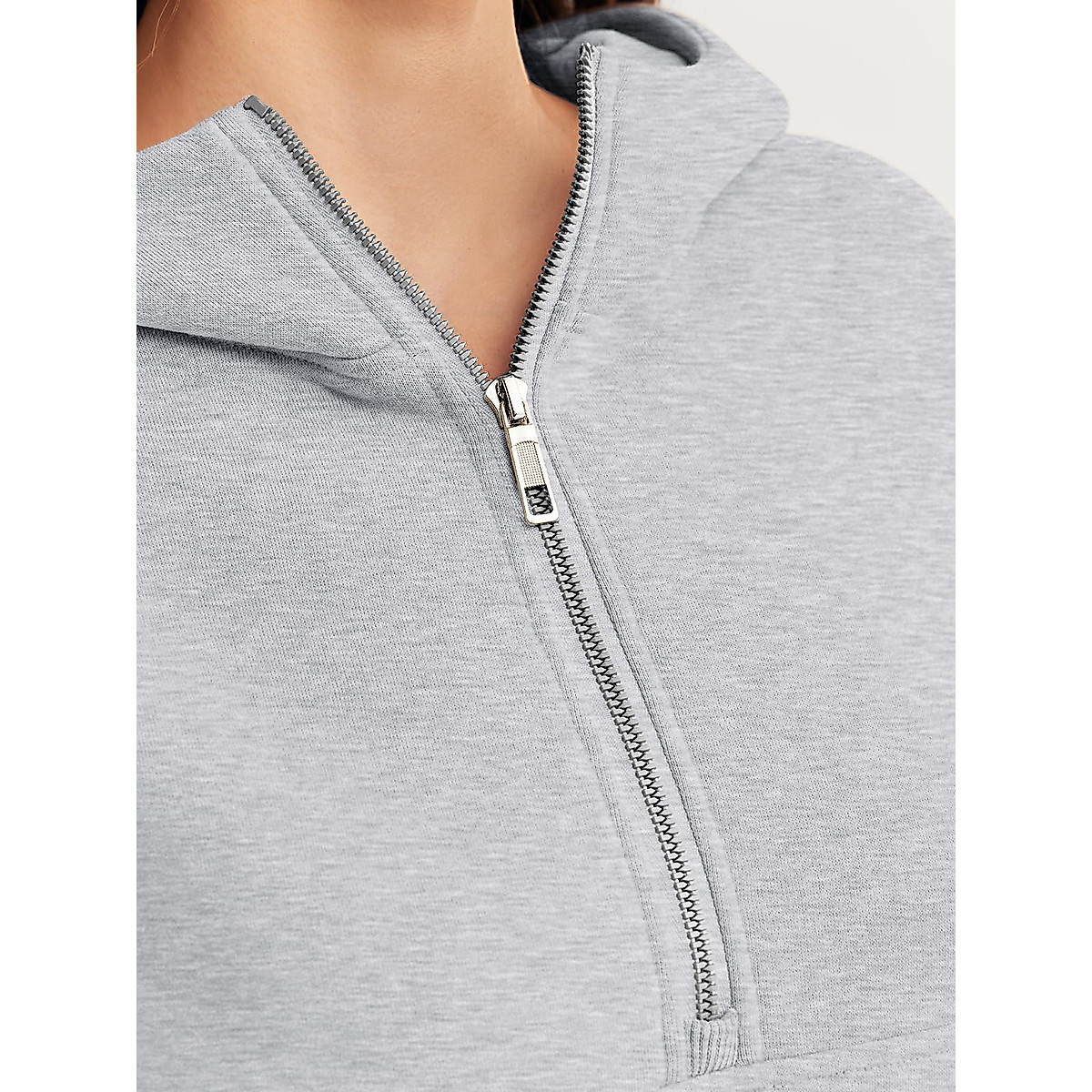 Trendy Queen Womens Hoodies Quarter Half Zip Pullover Oversized Sweatshirts Half With Pockets Fall Clothes GreyM