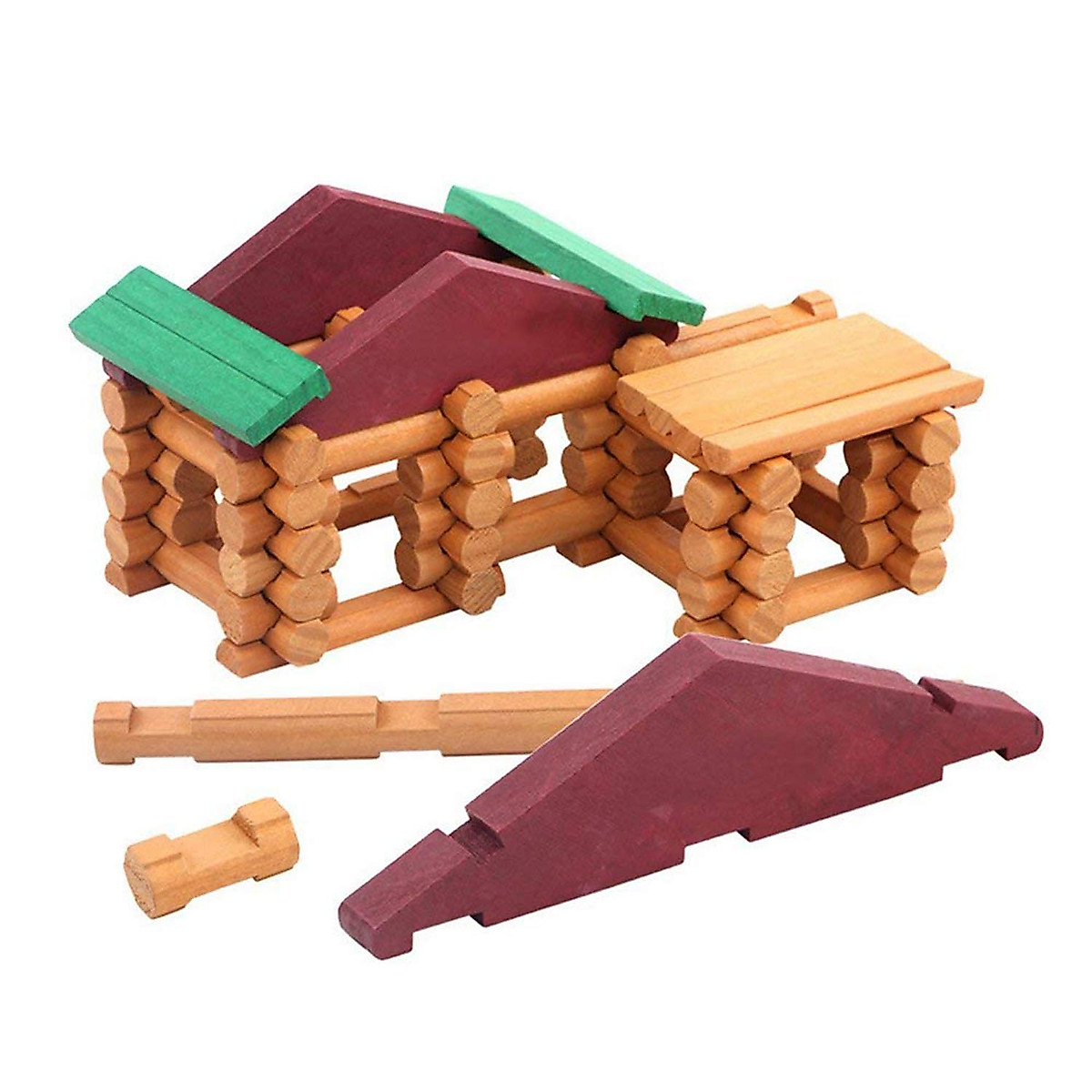 Joqutoys 90 Pcs Wood Building Blocks Toy for Toddlers, Classic Wooden Cabin Log Set Preschool Education Toy, Creative Construction Engineering Educational Toys for 3 4 5 6 Years Boys