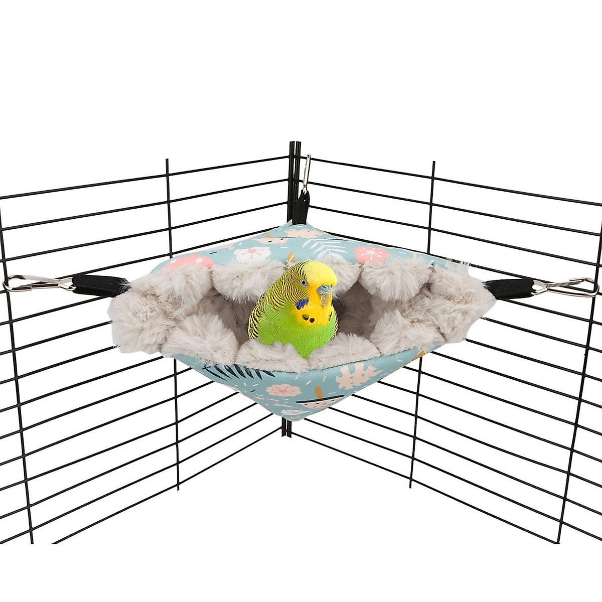 Wontee Bird Nest House Winter Warm Hanging Hammock Bird Bed Snuggle Hut for Parakeets Budgies Caique Conures Cockatiels (Small, Blue)