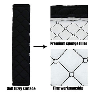 MIRKOO Car Seat Belt Cover Pad, 4-Pack Soft Car Safety Seat Belt Strap Shoulder Pad for Adults and Children, Suitable for Car Seat Belt, Backpack, Shoulder Bag, Laptop Computer Bag(4-Black)