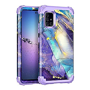 Rancase for Galaxy A51 5G Case,Three Layer Heavy Duty Shockproof Protection Hard Plastic Bumper +Soft Silicone Rubber Protective Case for Samsung Galaxy A51 5G,Purple