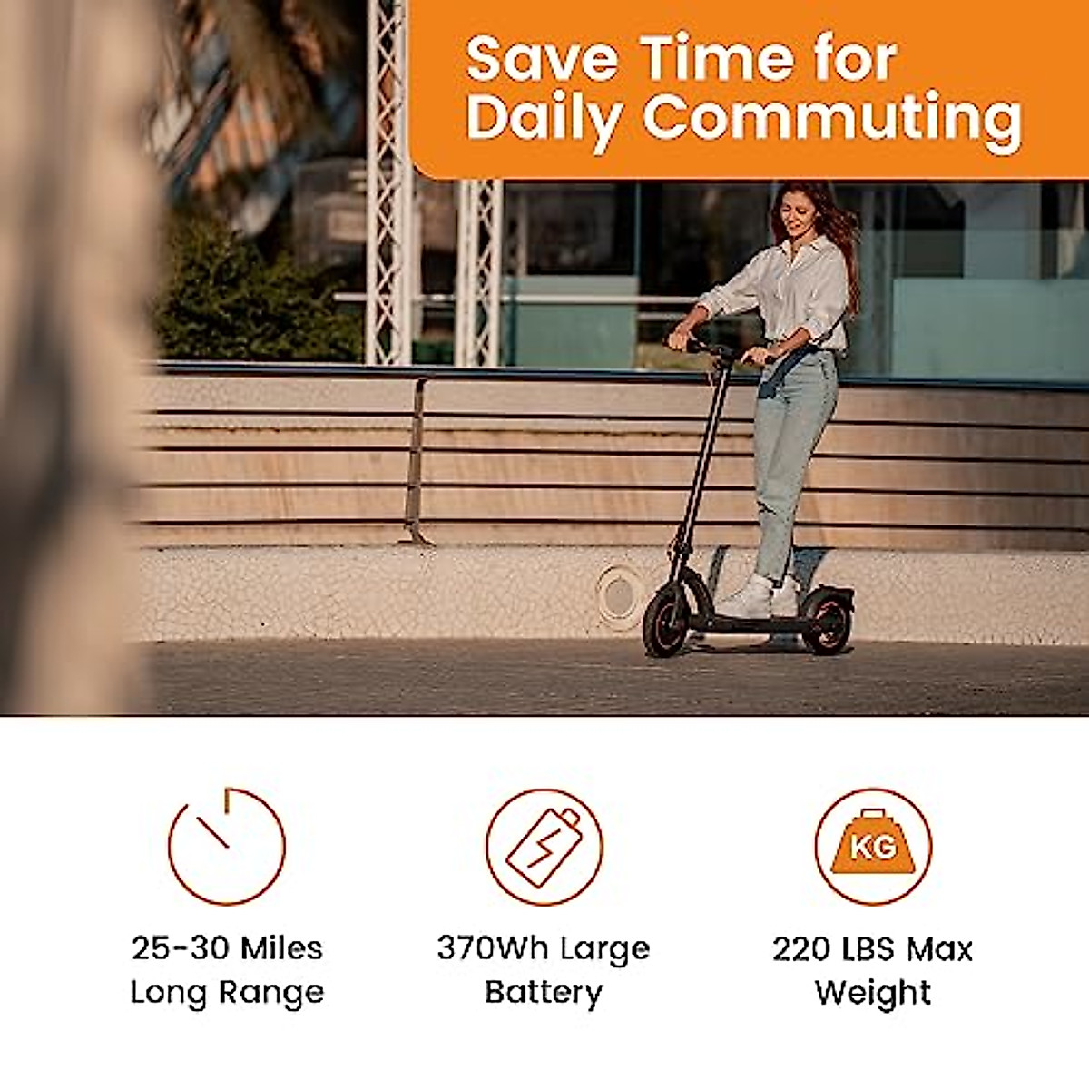 NAVEE Electric Scooter N40,600W Max Power,10" Pneumatic Tires,25-30 Miles Range & 19MPH Speed, Dual Brake System,IPX4 Waterproof, Commuter E-Scooter for Adults 220lbs