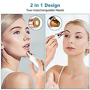Facial Hair Remover for Women,Nose Hair Trimmer Rechargeable 2-1 Eyebrow Razor&Portable Electric Shaver Painless Hair Remover Device for Face Nose Peach Fuzz Body Beard Lips Chin Female Hair Removal