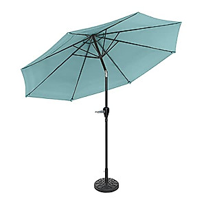Pure Garden 50-LG1043B Patio Umbrella with Auto Tilt – 10 Ft Sun Shade with 19lb Weighted Base for Deck, Backyard, Outdoor Furniture, or Pool (Dusty Green)