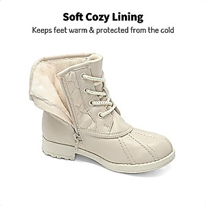 DREAM PAIRS Girls KBO212 Side Zipper Quilted Ankle Boots Beige Size 6 Big Kid