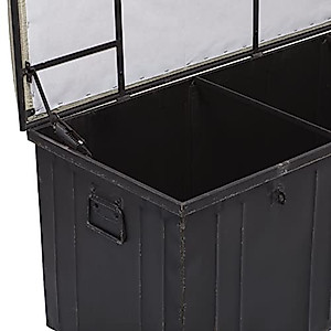 Deco 79 Farmhouse Metal Fabric Ottoman Storage Bench Tufted Footrest, Livingroom, Bedroom, Entryway, 48" L x 17" W x 19" H, Black