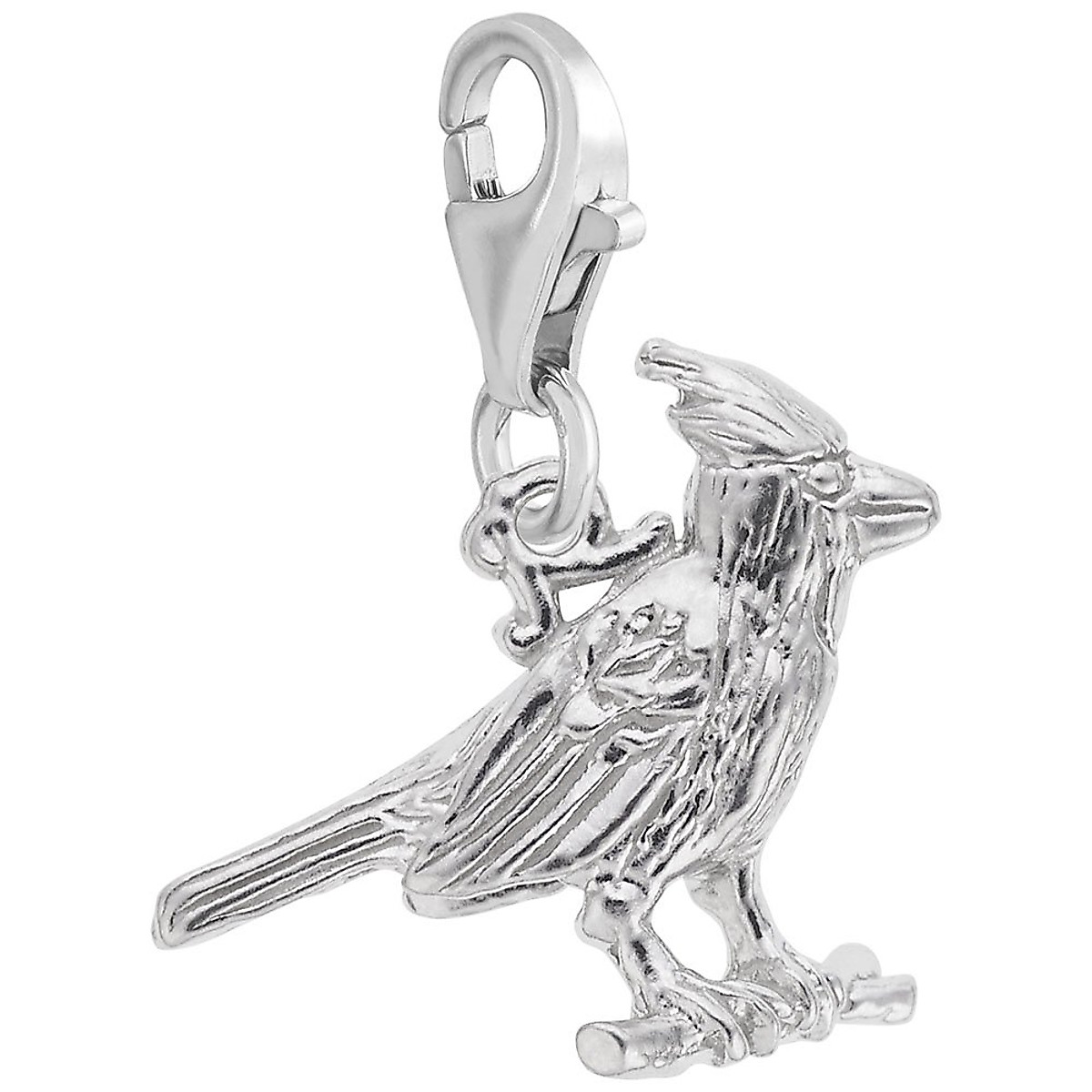 Sterling Silver Cardinal Charm with Lobster Claw Clasp, Charms for Bracelets and Necklaces