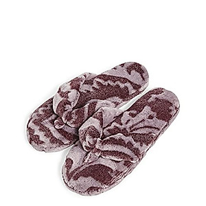 Vera Bradley Women's Fleece Flip Flop Slippers, Java Mulled Wine Tonal, Large (US Women's Size 9-10)