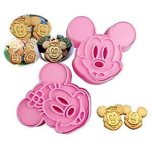 Mickey Minnie Shape Cookie Cutter Mold Set Cookie Cutters for Baking Stamps 2.2" ear to ear, 1.5" mid-face, 1.6" height. 0.8" thick - with a small Pipette Squeeze Dropper