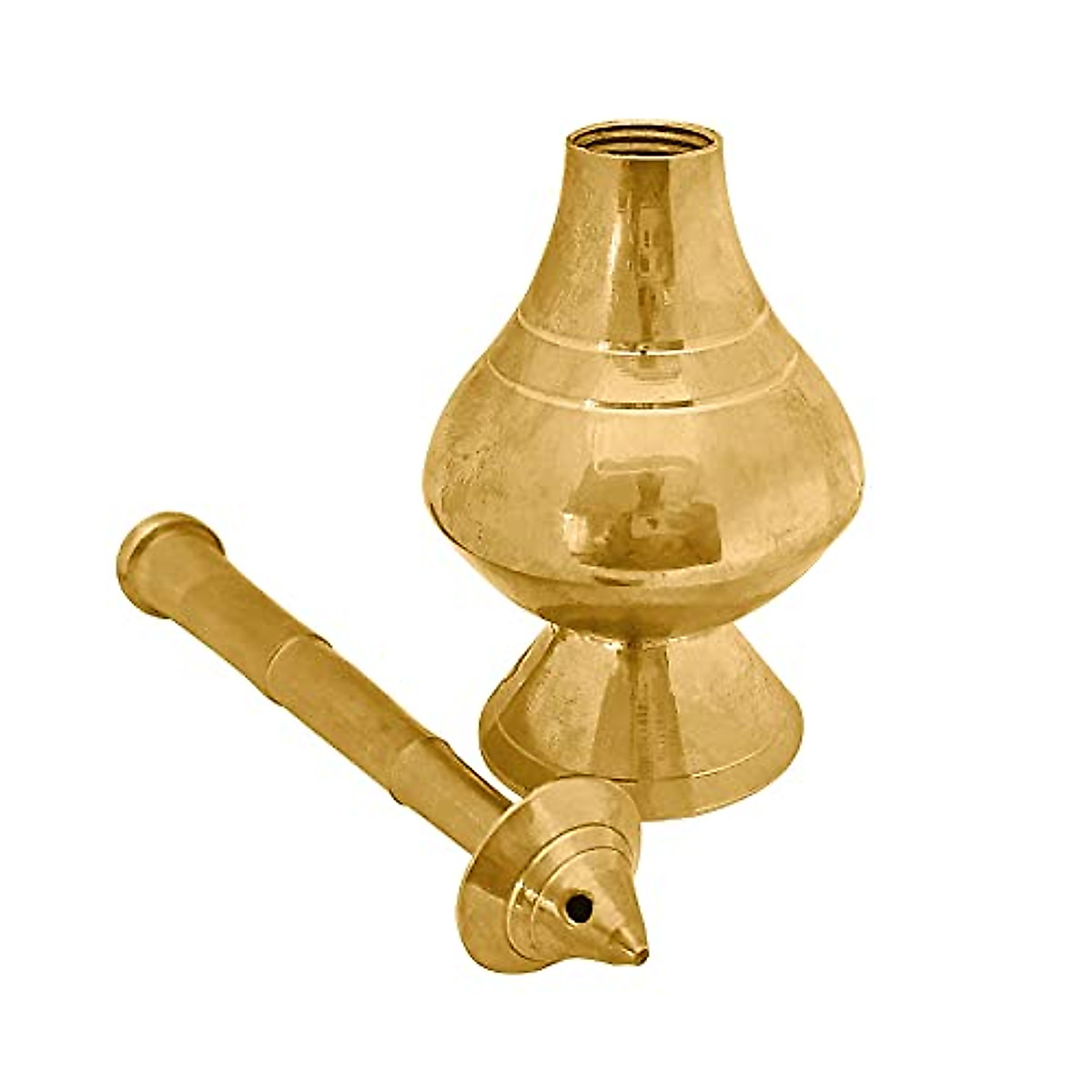 Craftsman SATVIK Brass Gulab Pash 7.5 Inch Holy Water Sprinkler Rose Water Aspergillum Aspergil Religious Divine Pot