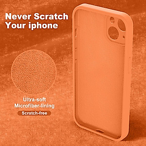 Vooii Compatible with iPhone 14 Plus Case with Screen Protector, Upgraded Liquid Silicone with [Camera Protection] [Soft Anti-Scratch Microfiber Lining] Phone Case for iPhone 14 Plus - Bright Orange